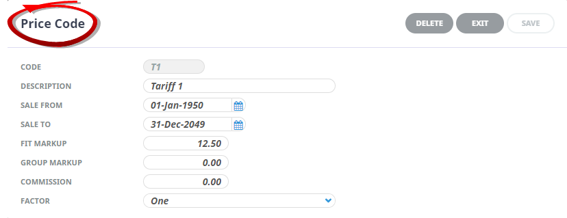 Price Code