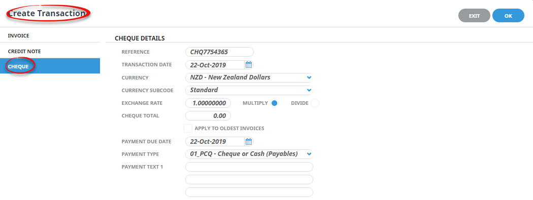 Creditor Cheques