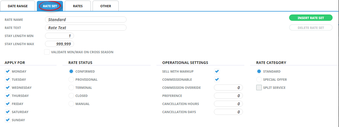 Date Range - Rate Set