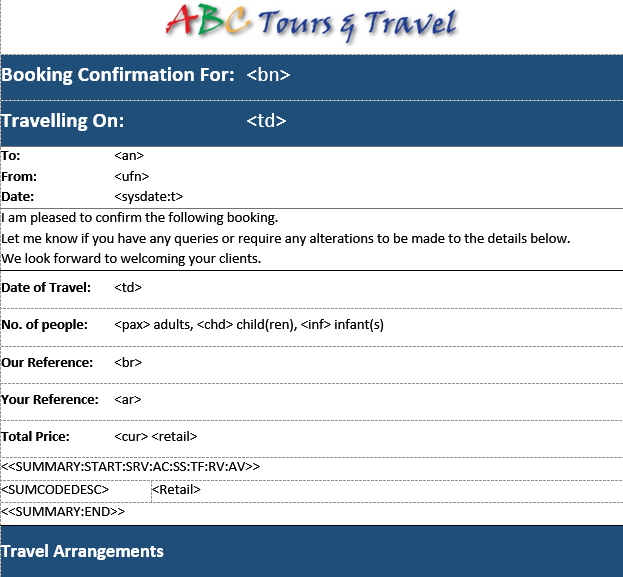 Service Summary and Pax Breaks Section